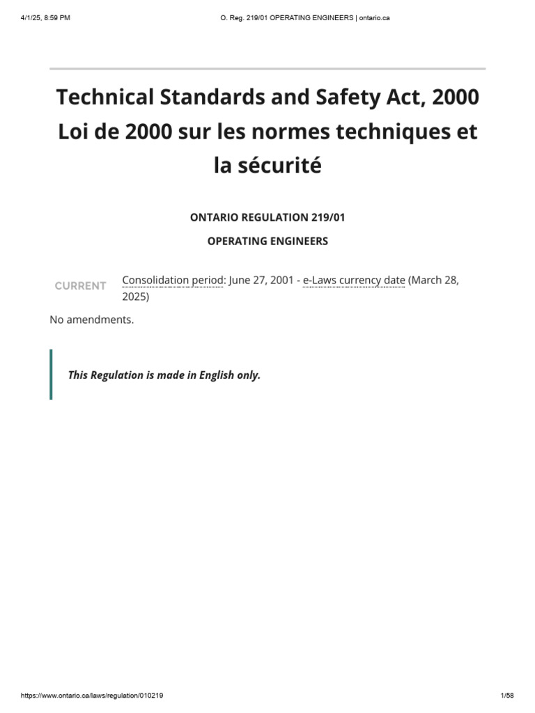 Ontario Operating Engineers Regulation | PDF | Boiler | Steam