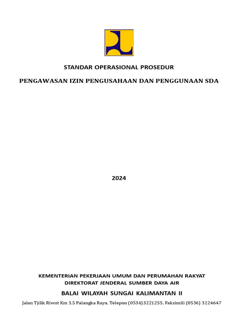 SOP Pengawasan Izin SDA 2024 | PDF