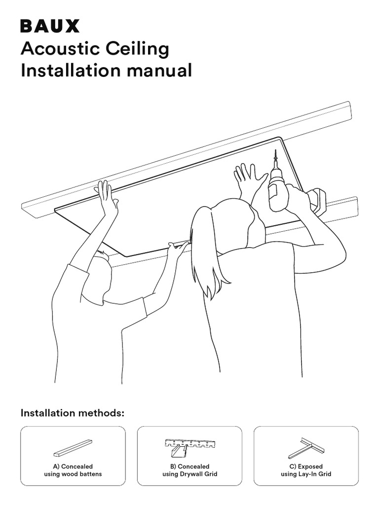 BAUX Acoustic Ceiling Installation Manual | PDF | Drywall | Ceiling