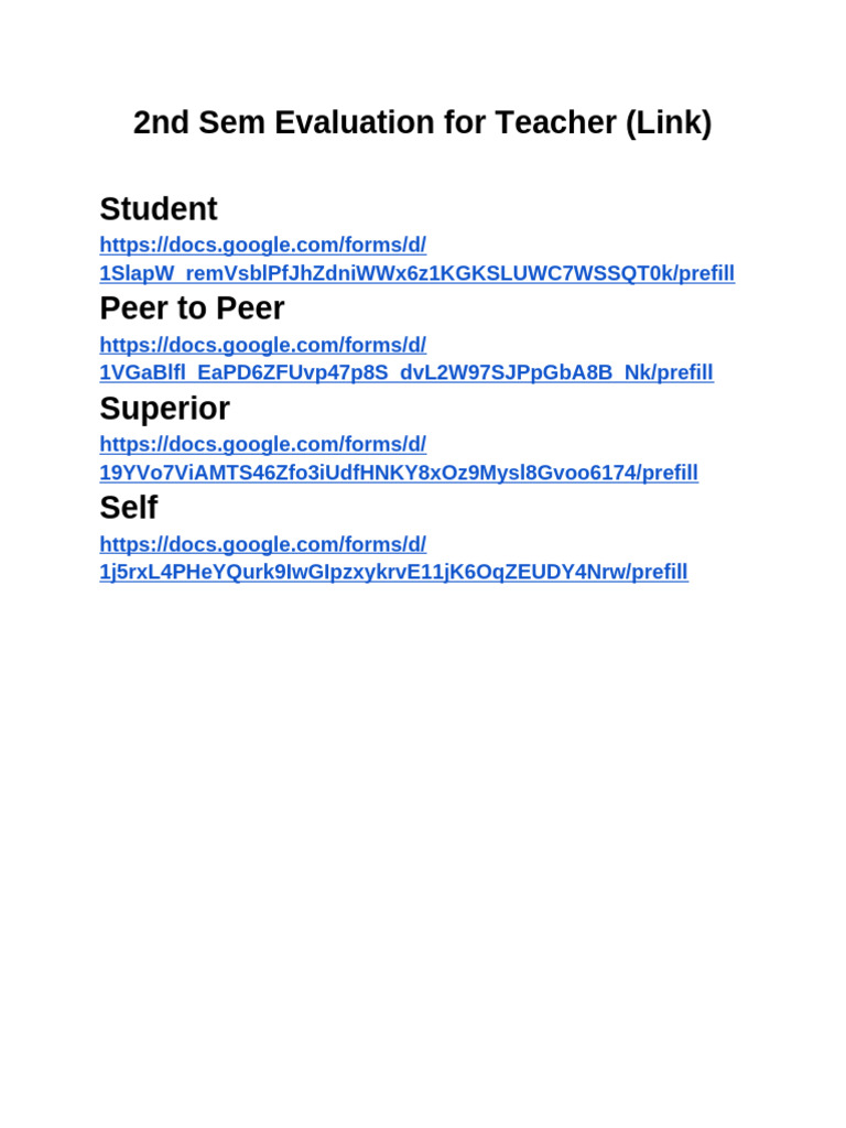 2nd Semester Teacher Evaluation Forms | PDF