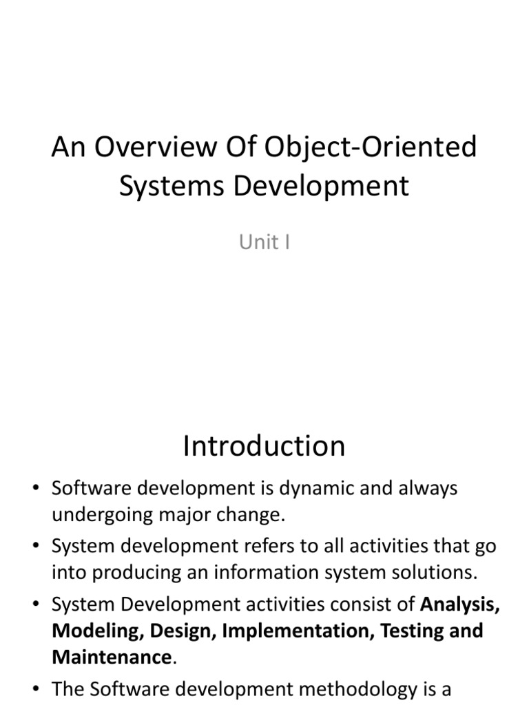 An Overview Of Object Oriented Systems Development Pdf Object Oriented Programming Object