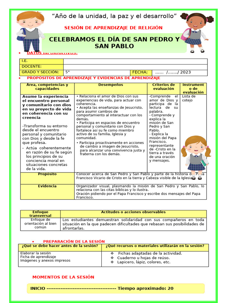 Ses-Miérc-Rel-Celebramos El Día de San Pedro y San Pablo | PDF | San ...
