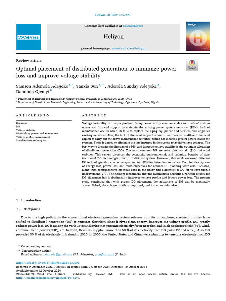 Optimal Placement of Distributed Generation to Minimize Power | PDF | Engines | Distributed ...
