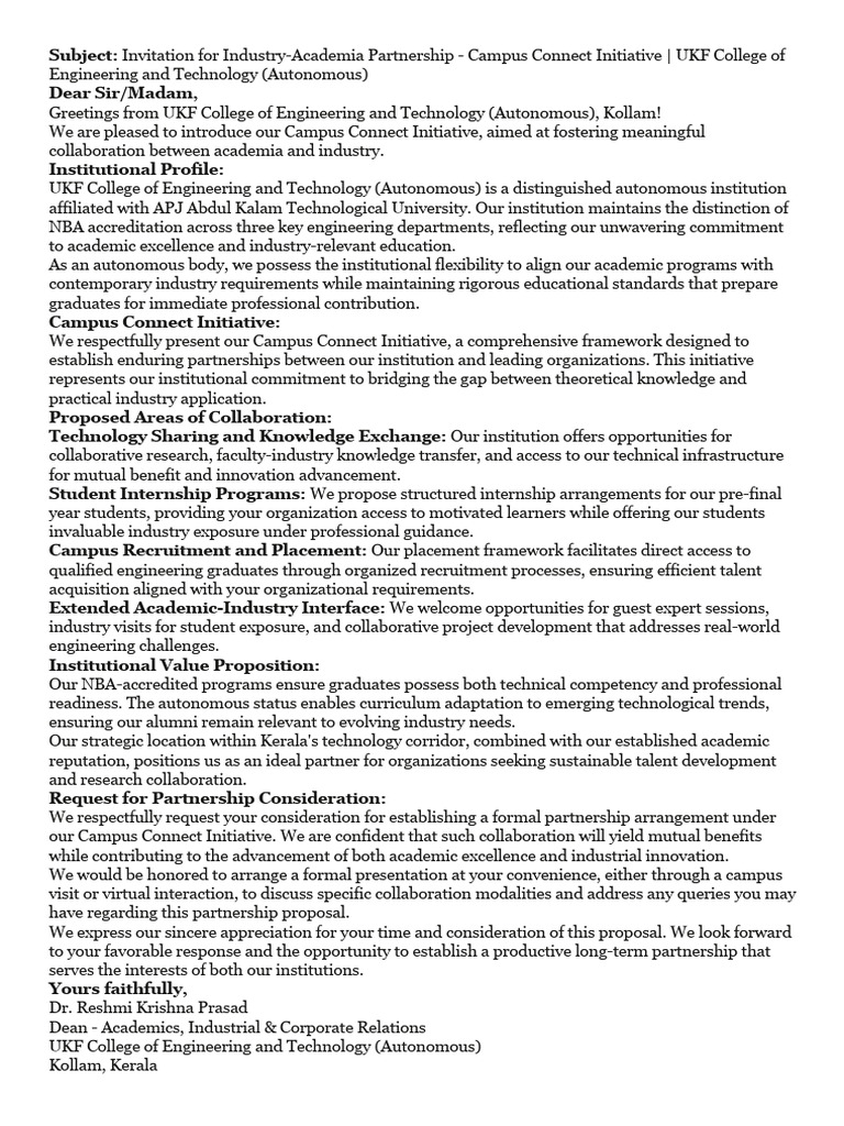 Industry-Academia Partnership Invitation | PDF | Learning