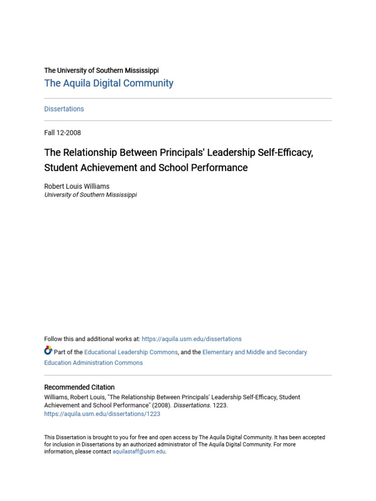 The Relationship Between Principals Leadership Self-Efficacy St | PDF | No Child Left Behind Act ...
