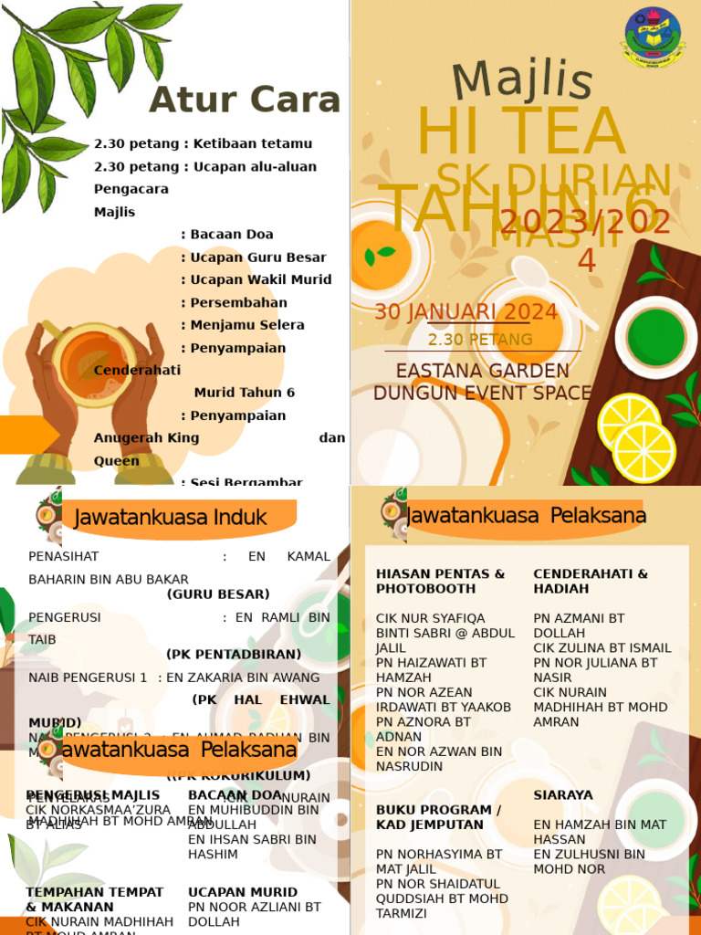 Buku Majlis Hi-Tea Tahun 6 | PDF
