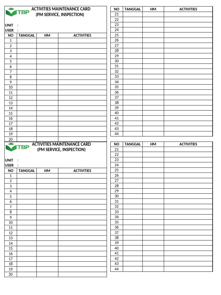 Activities Card | PDF