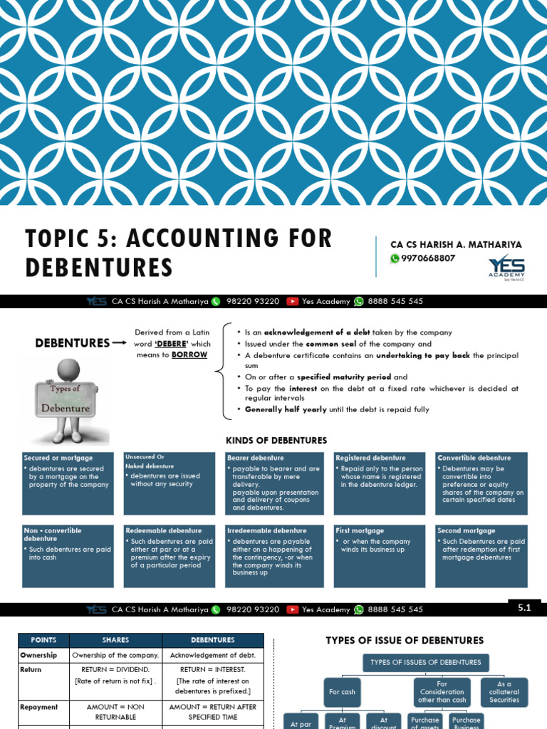 Topic-5 Accounting for Debentures | PDF | Interest | Securities (Finance)