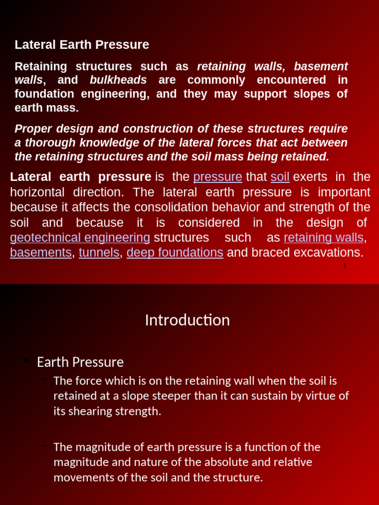 Lateral Earth Pressure in Retaining Walls | PDF | Civil Engineering ...