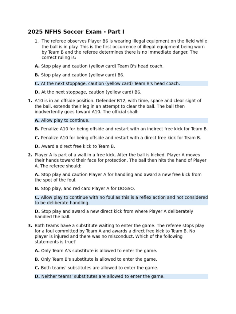 2025 NFHS Soccer Exam Guidelines | PDF | Sport Variants | Ball Games