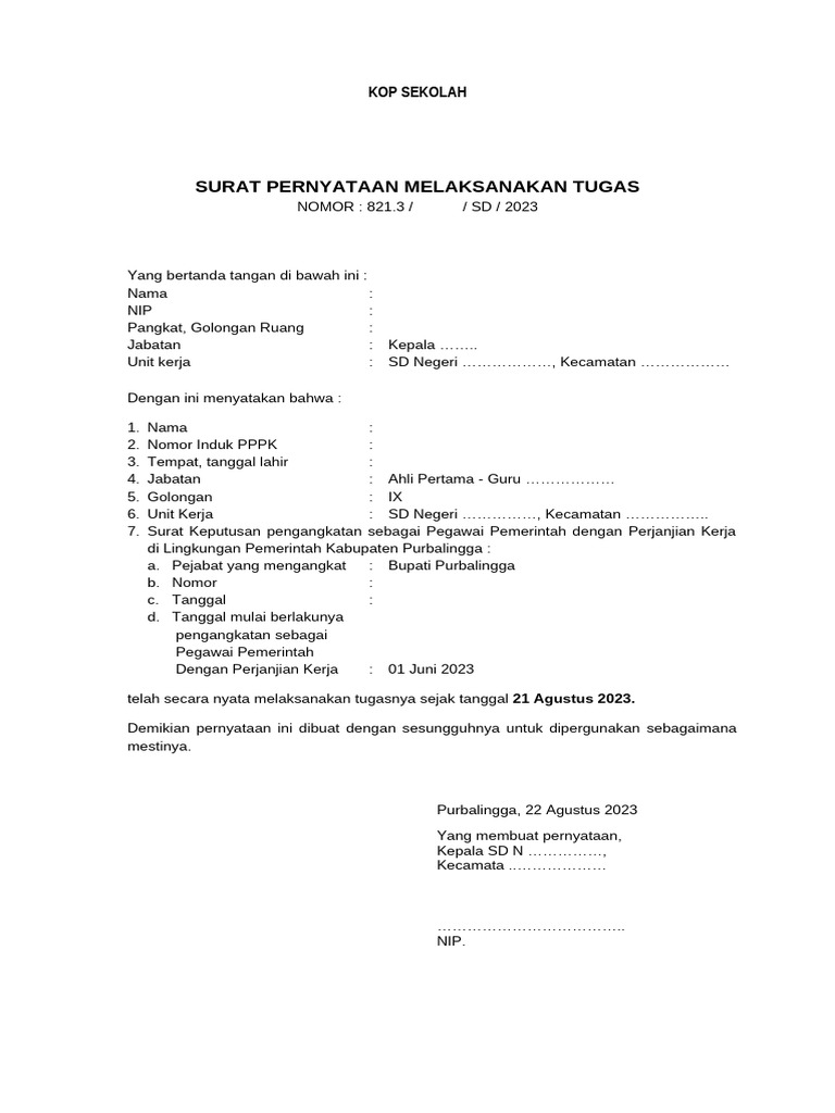 Contoh SPMT PPPK | PDF