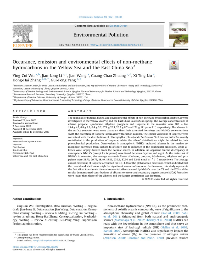 Occurance, Emission and Environmental Effects of Non-Methane | PDF ...