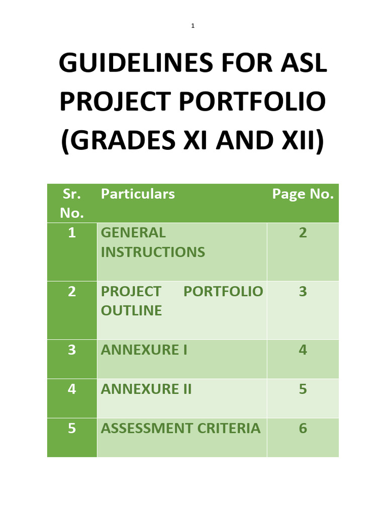 Asl Project Portfolio Guidelines | PDF | Human Communication | Learning
