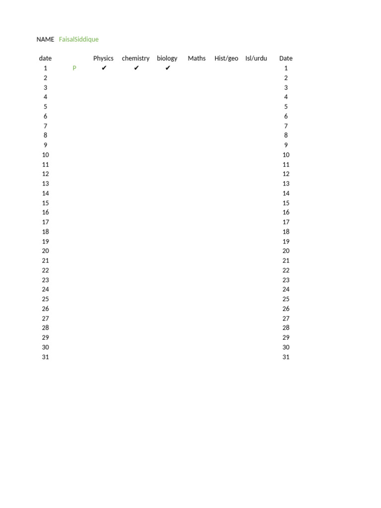 Student Subject Attendance Record | PDF