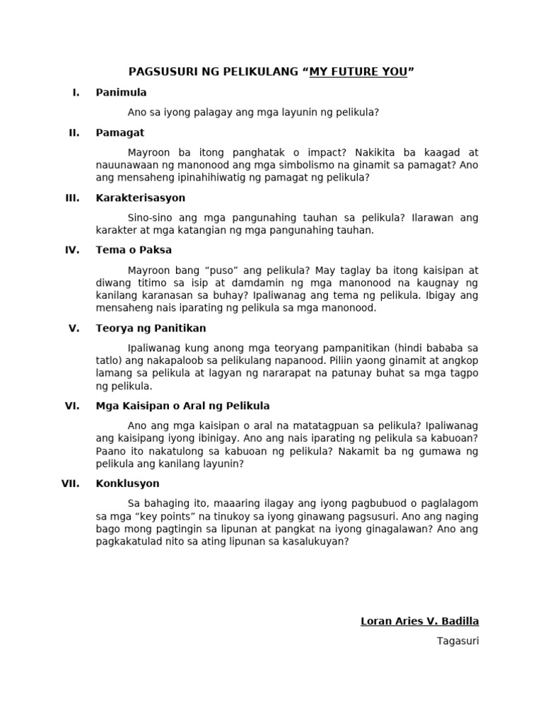 Gabay Sa Pagsusuri NG Pelikula | PDF