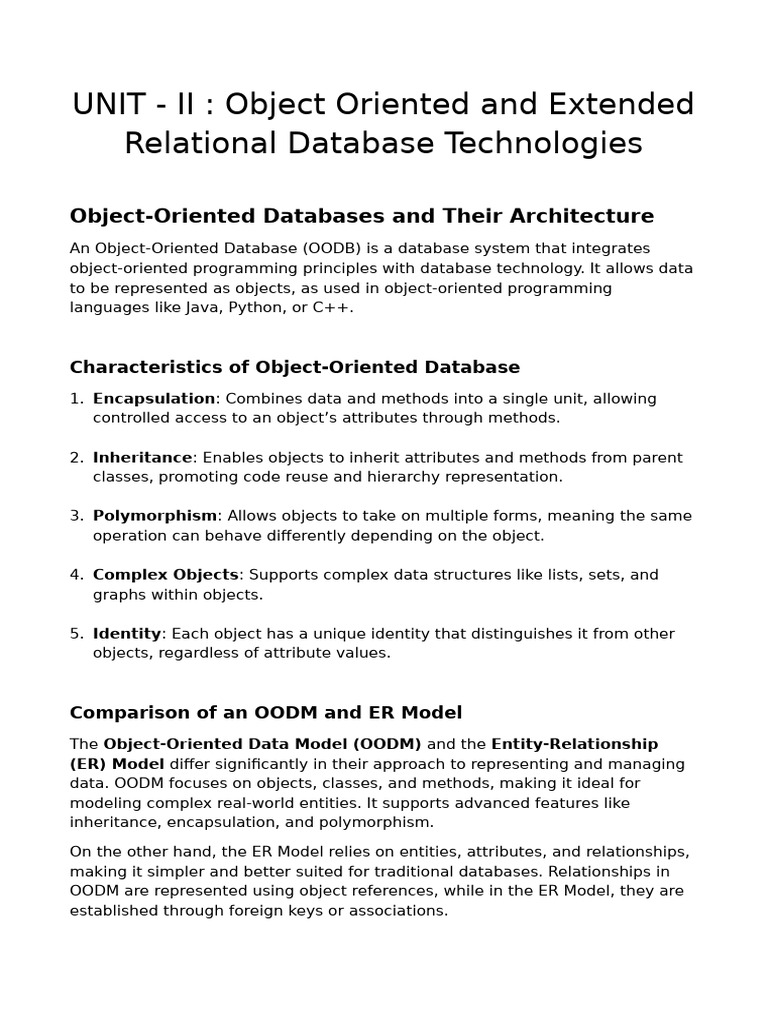 Module 2 - Object Oriented and Extended Relational Database Technologies | PDF | Databases ...