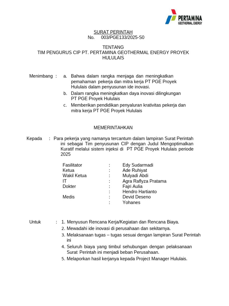 Surat Perintah Cip 2025-1 | PDF
