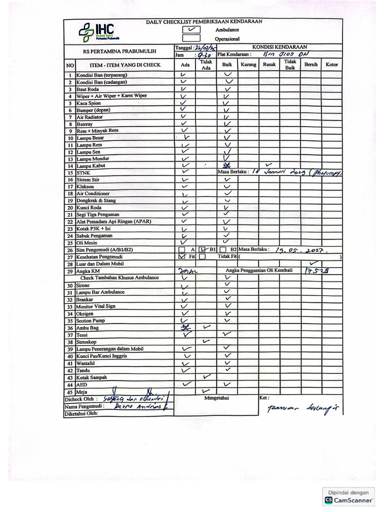 Checklist Ambulance.. | PDF