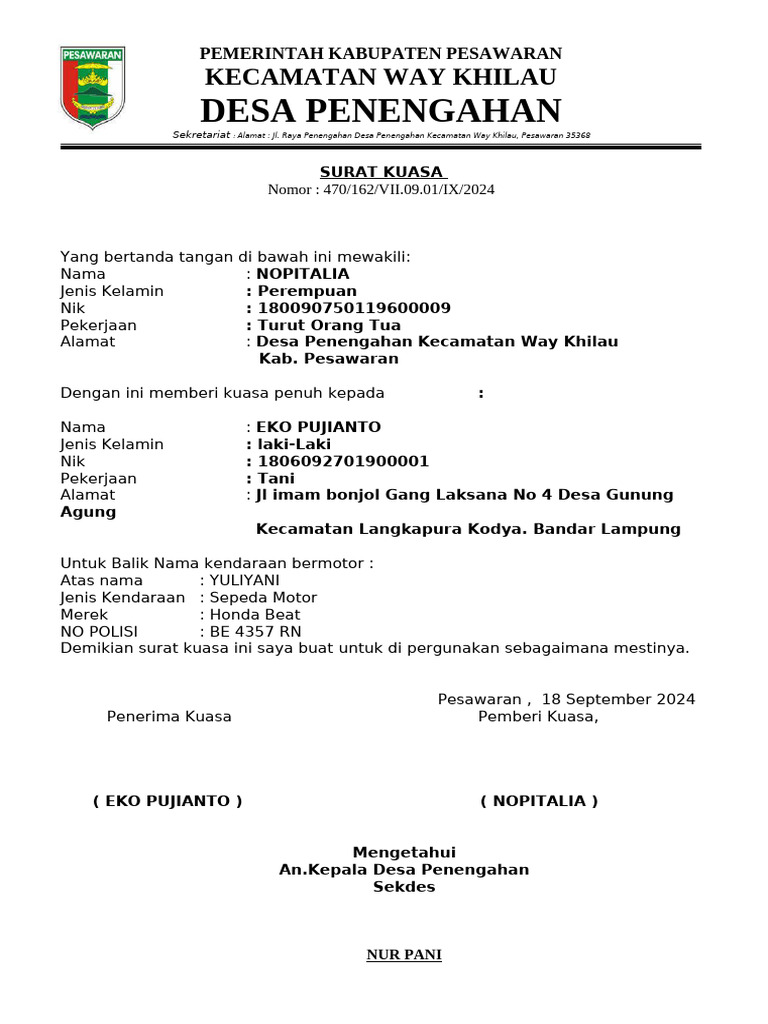 Blangko Surat Kuasa | PDF