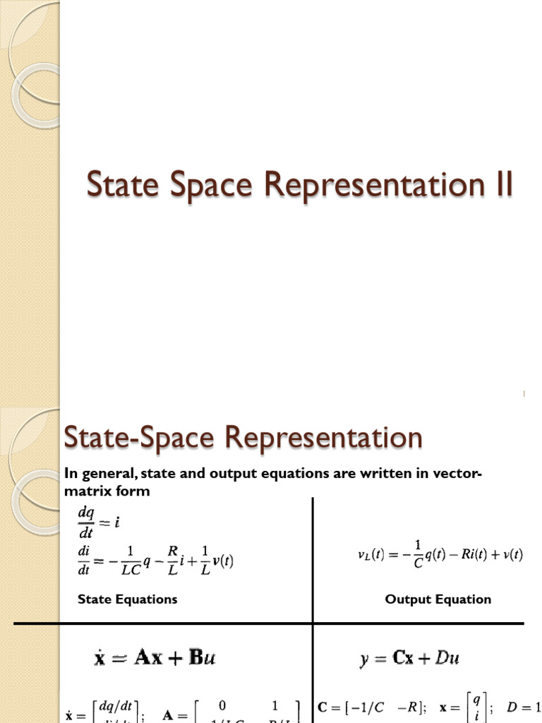 State-Space Representation Techniques | PDF | Function (Mathematics ...
