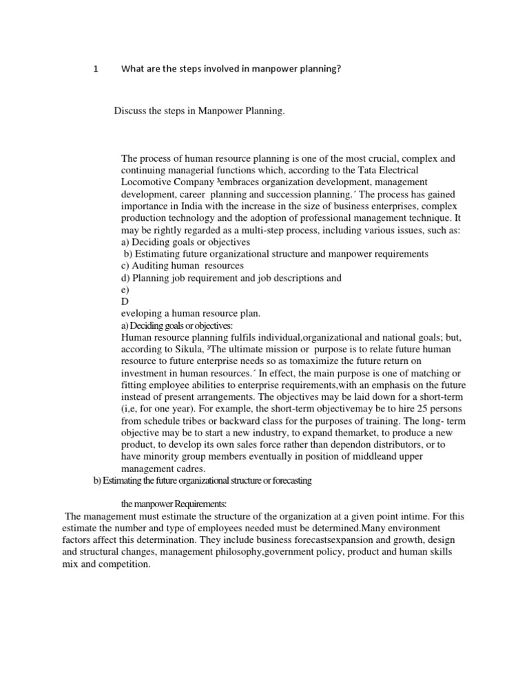 What Are The Steps Involved in Manpower Planning | PDF | Human ...
