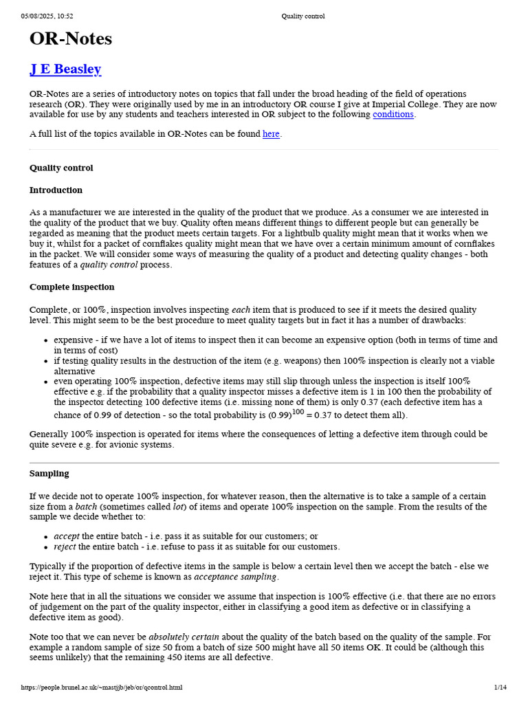 Understanding Rejectable Quality Level | PDF | Sampling (Statistics ...