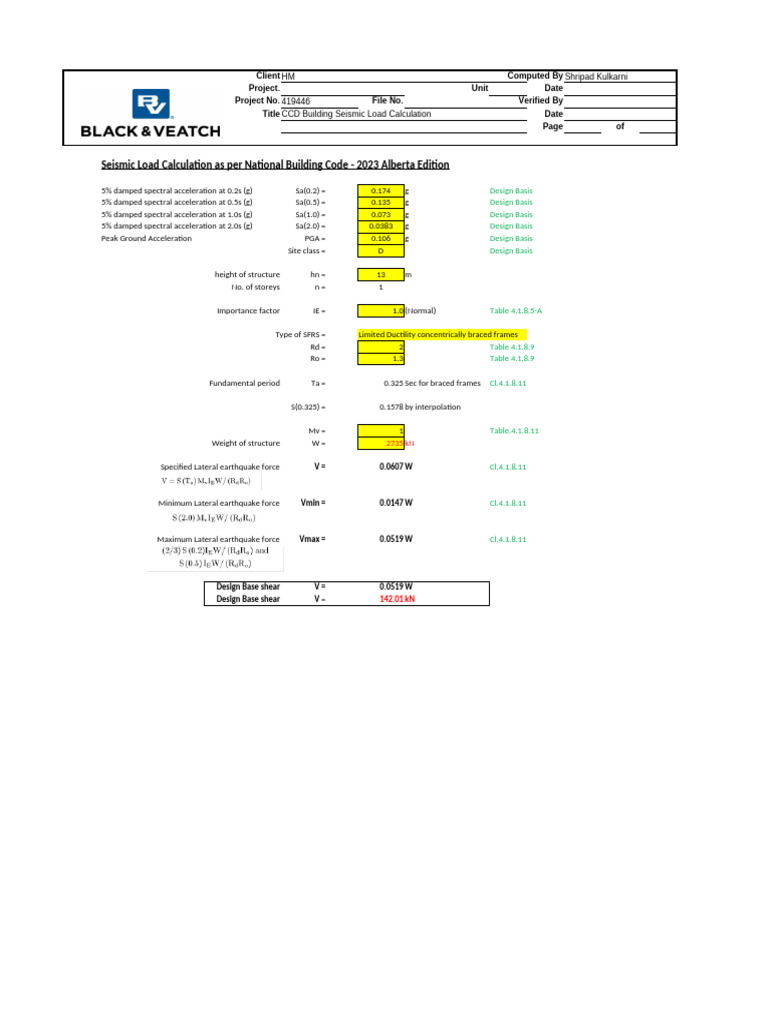 Seismic Load Calculation for CCD Building | PDF | Earthquake ...
