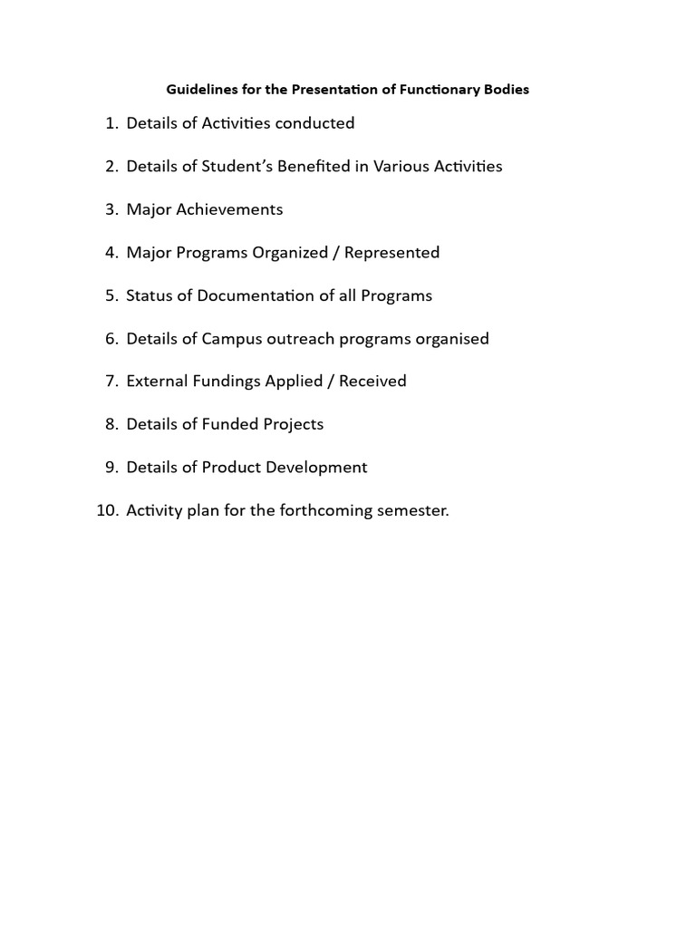 Guidelines For The Presentation of Functionary Bodies | PDF