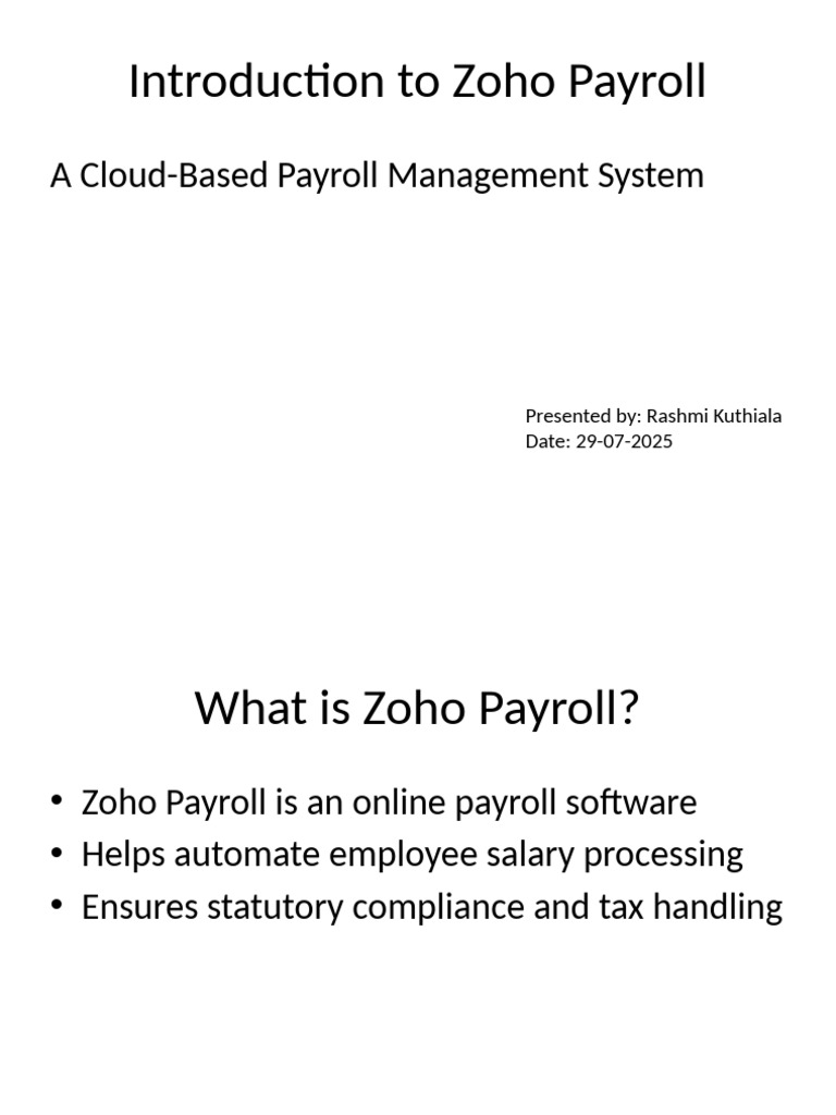 Zoho Payroll Presentation | PDF