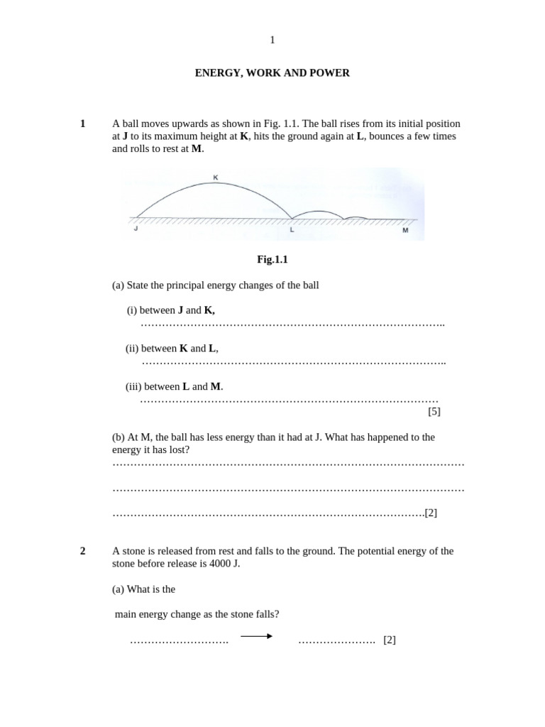 Energy, Work and Power | PDF | Potential Energy | Mass