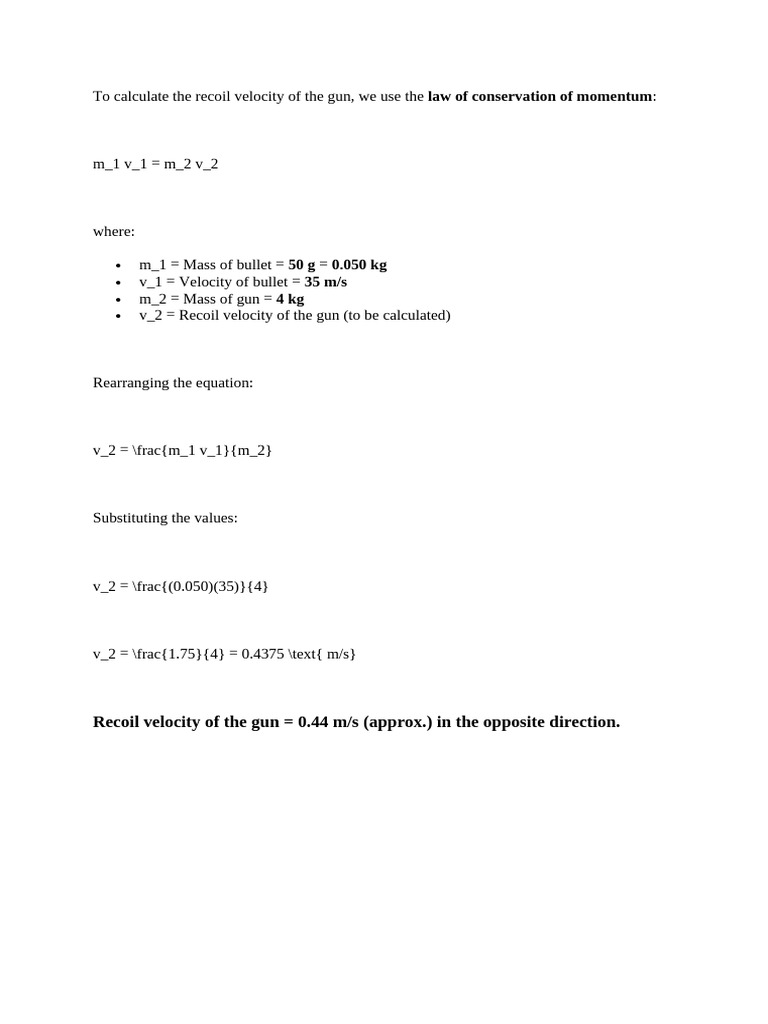 Gun Recoil Calculation | PDF