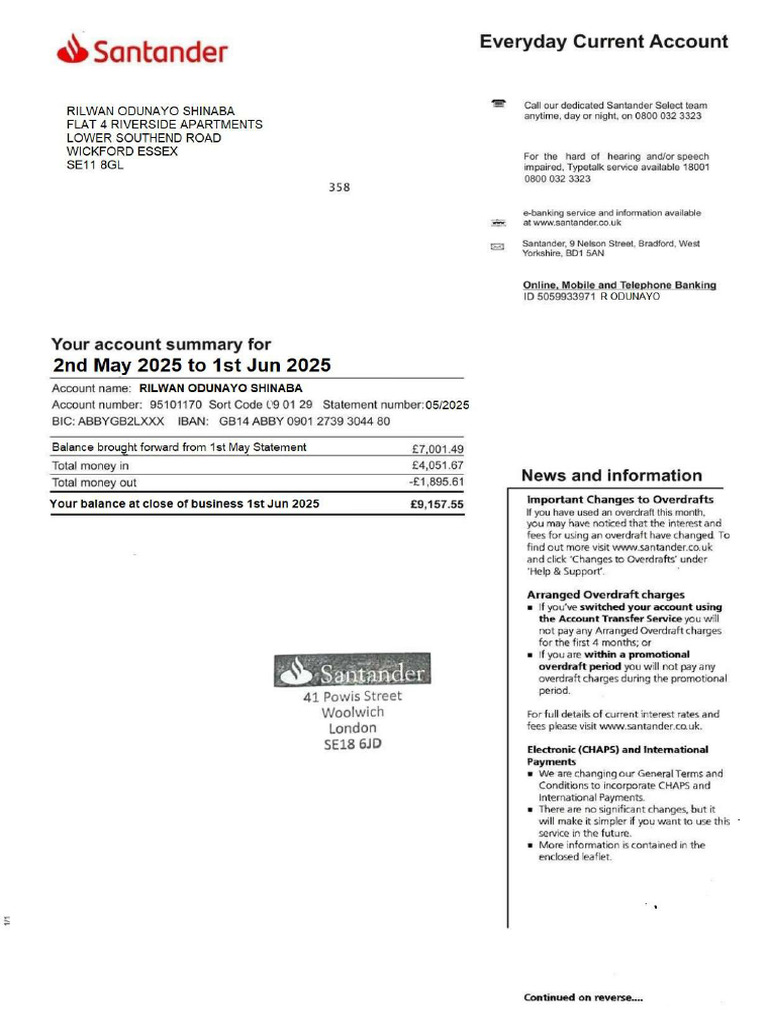 SANTANDER STATEMENT - 01 - 05 - 2025 - Page-0001 | PDF