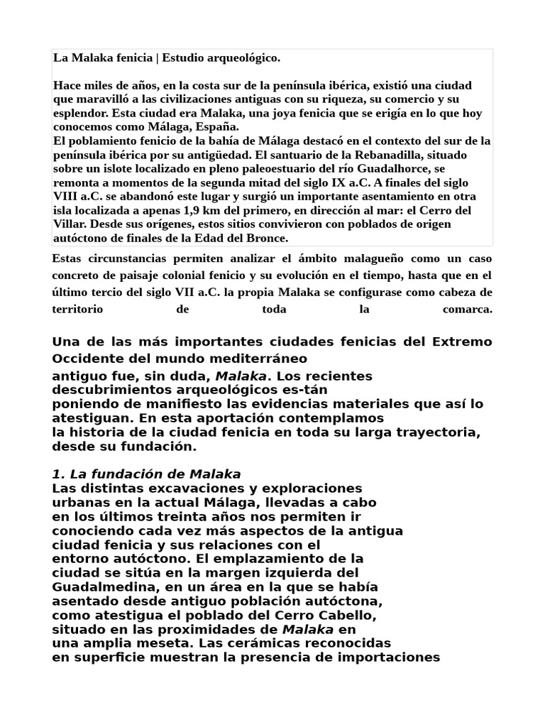 Malaka: Joya Fenicia en Málaga | PDF | Fenicia