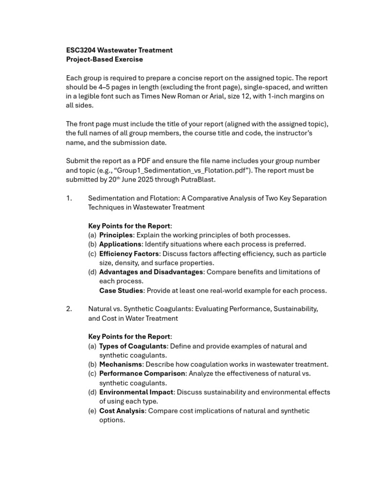 Wastewater Treatment Report Guidelines | PDF