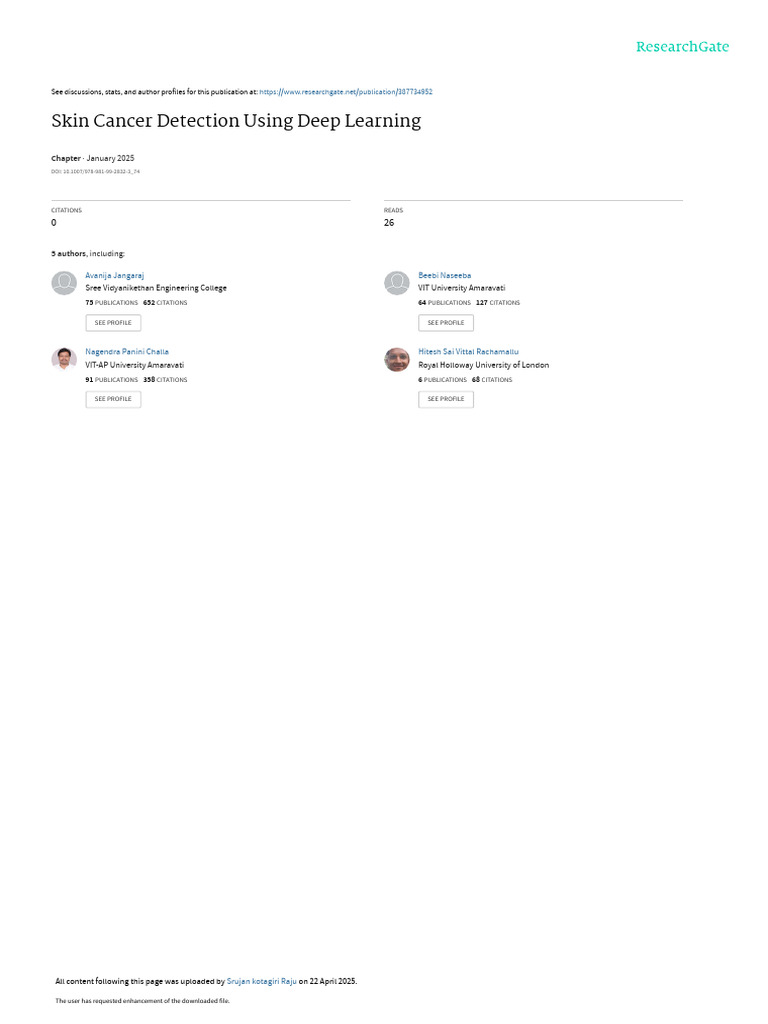 Skincancer Detection Using Deep Learning | PDF | Computational ...