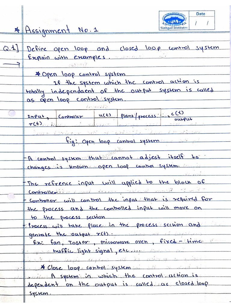 Control System Assignment - +1 | PDF