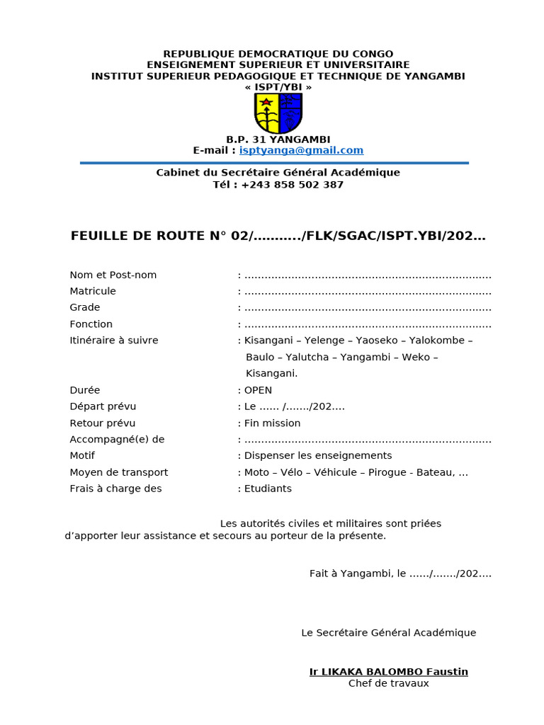 Feuille de route pour mission éducative | PDF