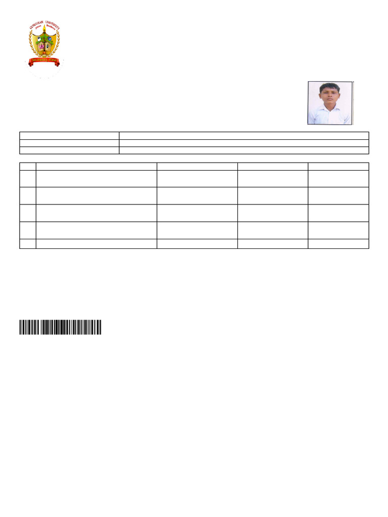 Gurugram University Provisional Marks Card | PDF