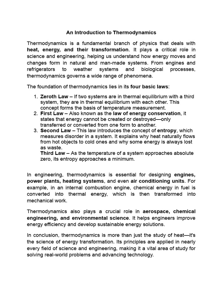 An Introduction To Thermodynamics | PDF