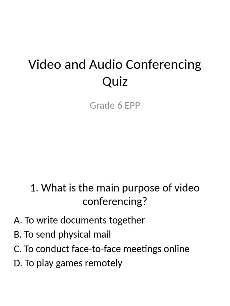 Video and Audio Conferencing Quiz | PDF