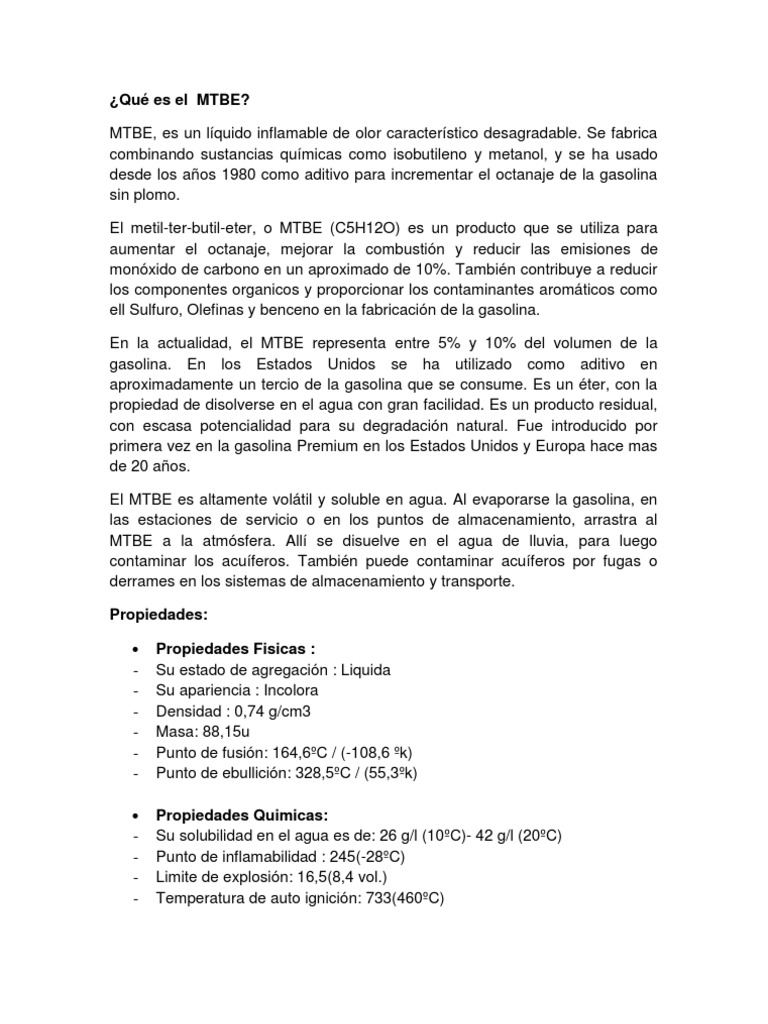 Qué Es El MTBE | PDF