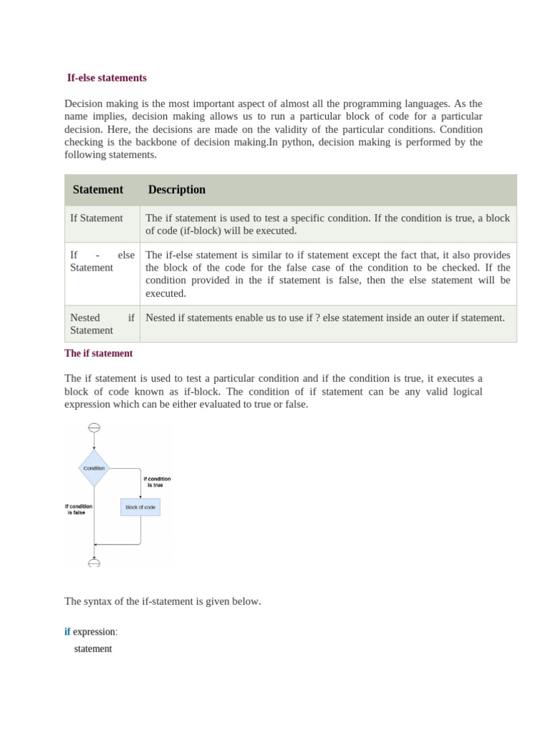 Python If-Else and Loop Statements | PDF | Control Flow | Python ...