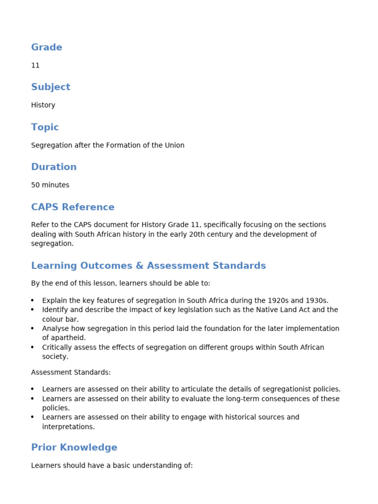 Segregation in South Africa During The 1920s and 1930s | PDF | Racial ...