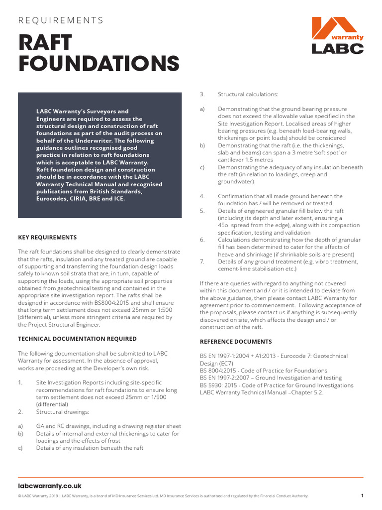 Raft Foundation Design Requirements | PDF