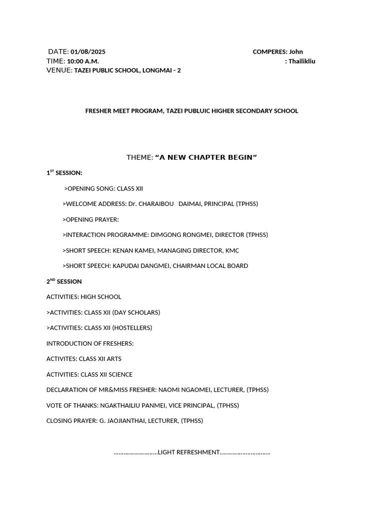 Fresher Meet 2025 | PDF