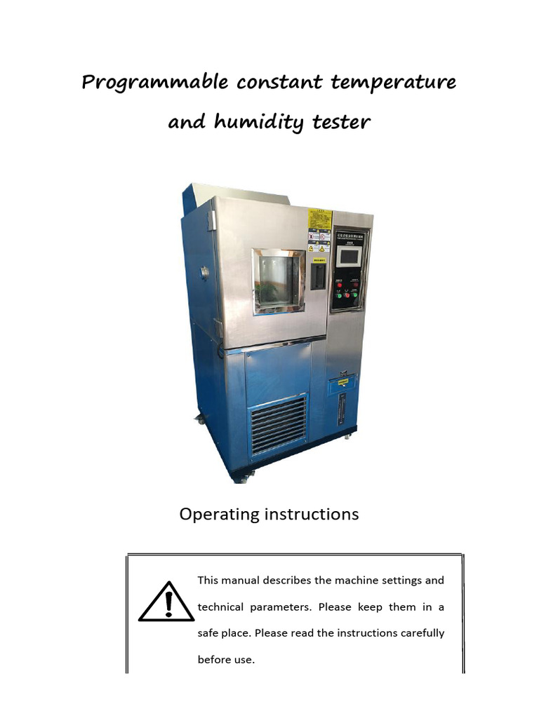 恒温恒湿试验机User Manual | PDF | Humidity | Power Supply