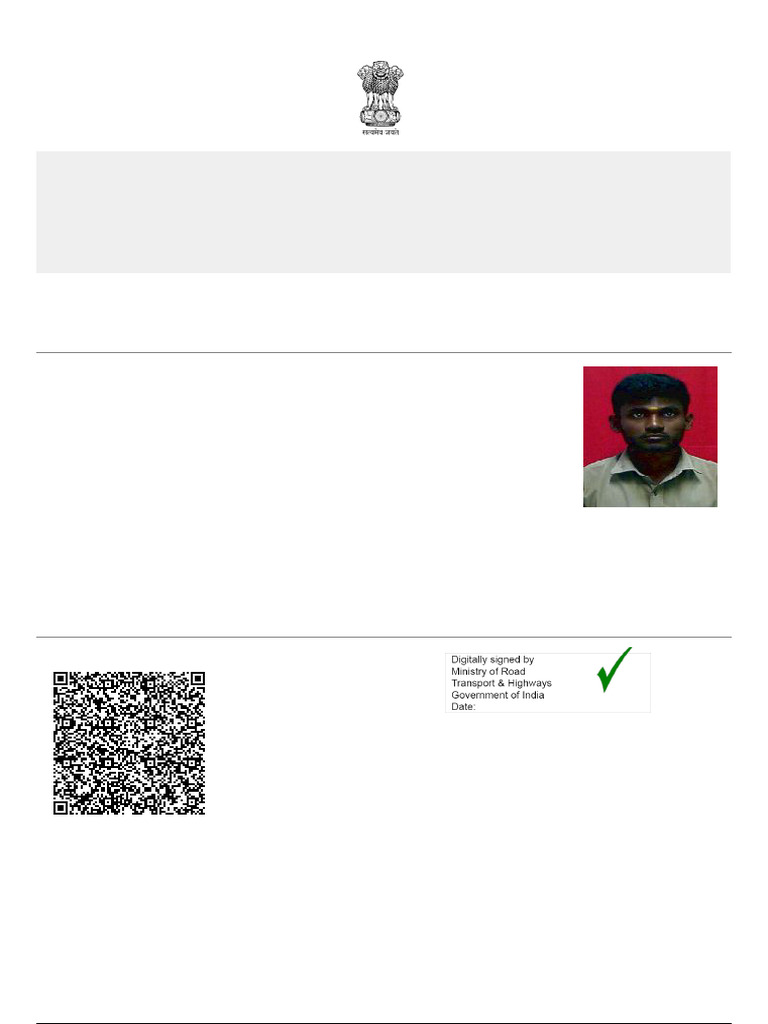 Union of India Driving License Details | PDF