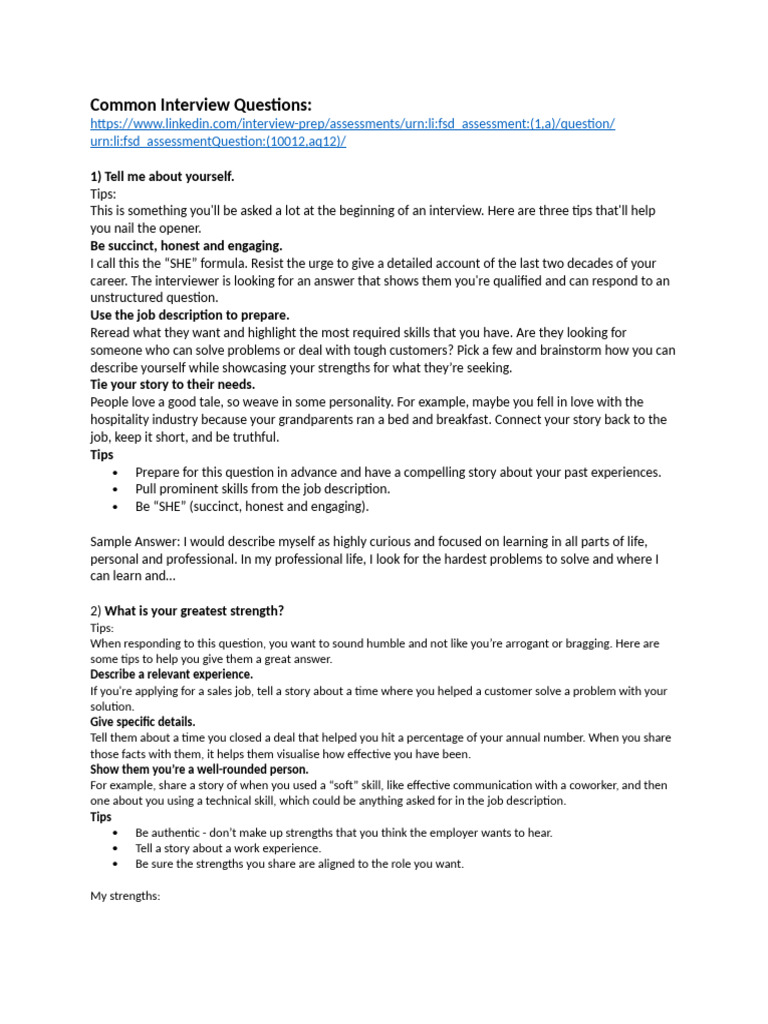 Common Interview Questions & Answers | PDF | Business