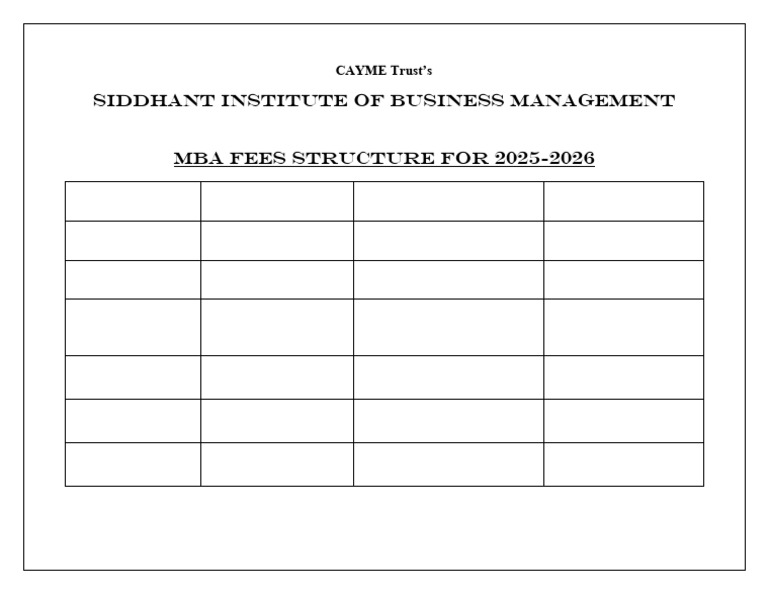 MBA Fee Structure 2025 2026 | PDF