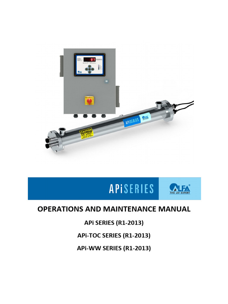 Alfaa Uv Lamp API Series r1-2013 User Manual Rev1 | PDF | Ultraviolet